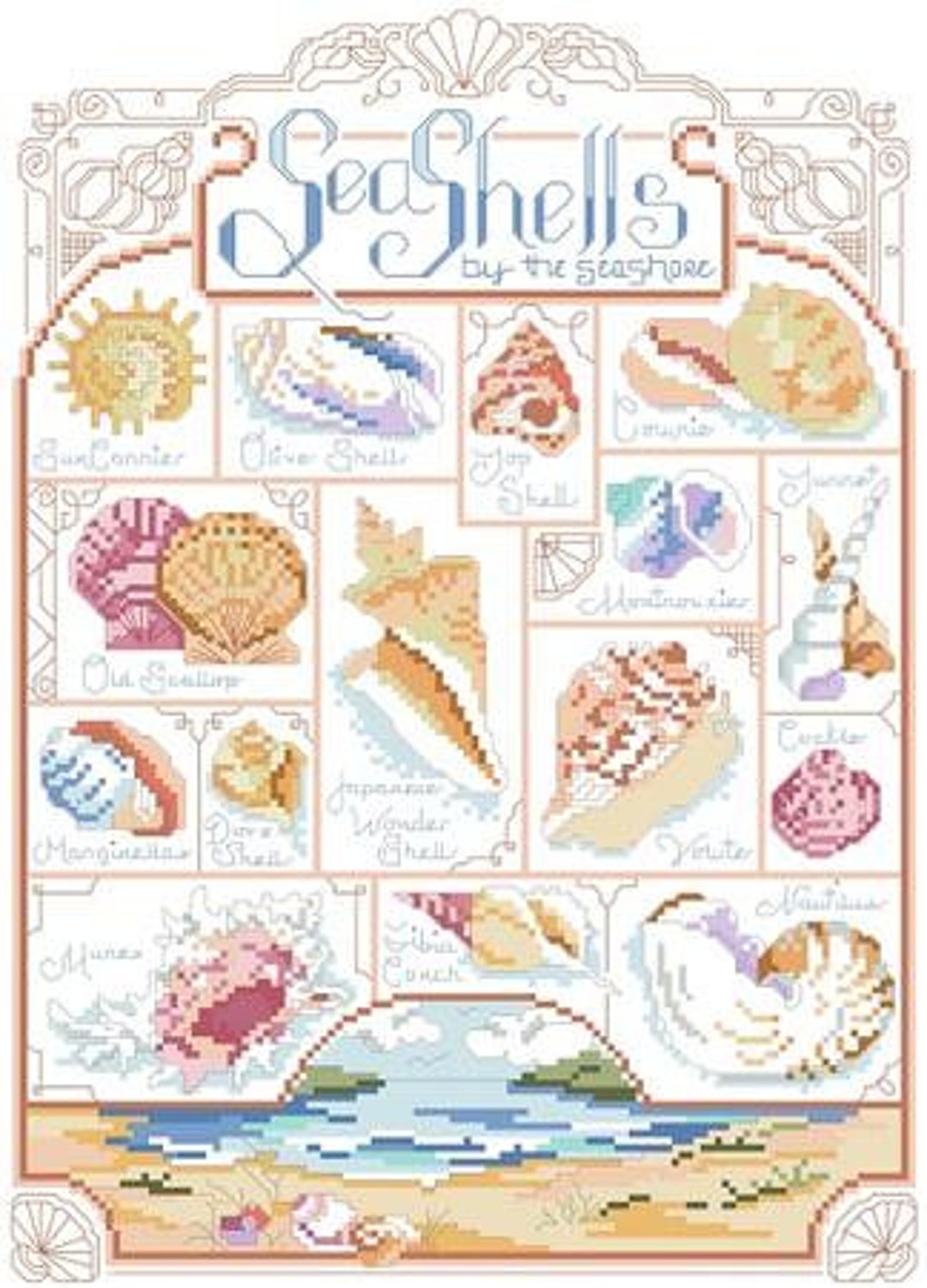 Sea Shells / Sea Shore Counted Cross Stitch Pattern - Etsy