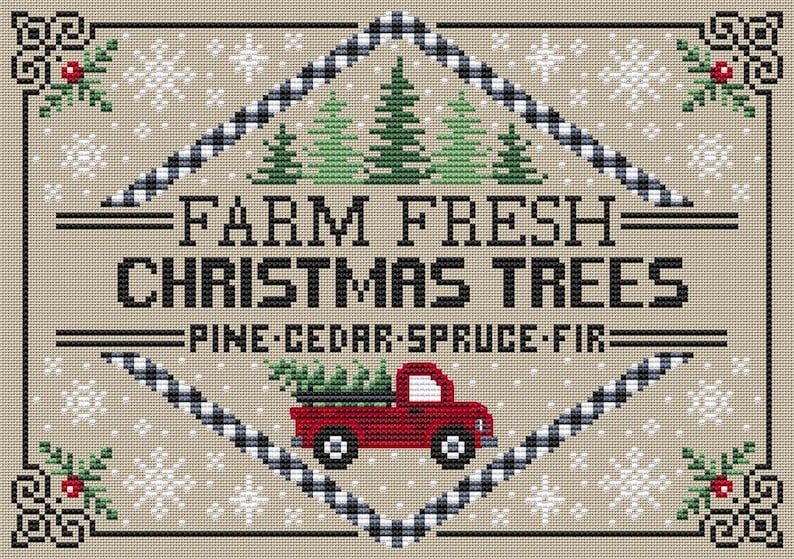 Christmas Trees Counted Cross Stitch Pattern - Etsy