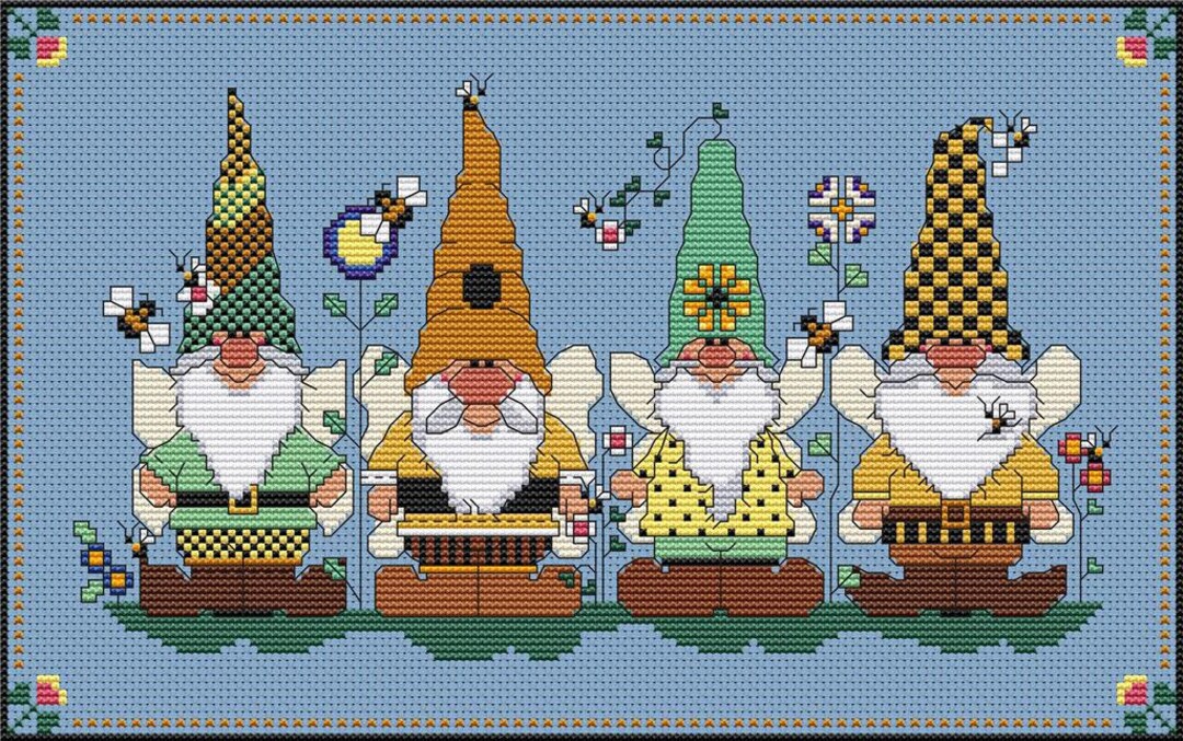 The Pollinators Gnomes Counted Cross Stitch Pattern by Carolyn Manning ...