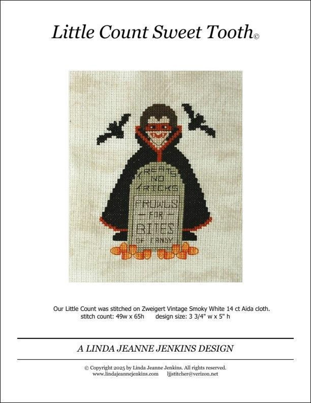 Little Count Sweet Tooth Counted Cross Stitch Pattern by Linda Jeanne ...