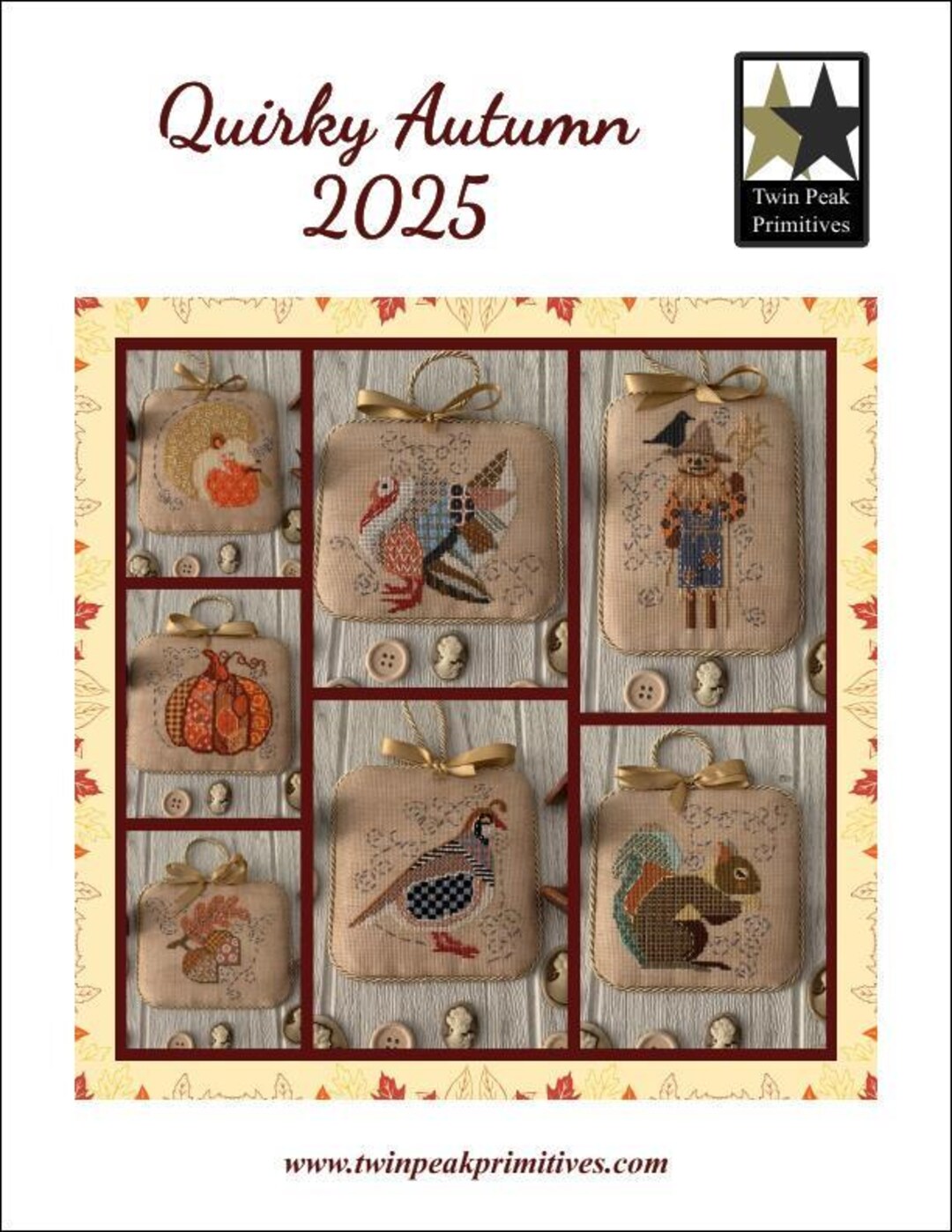 Quirky Autumn Counted Cross Stitch Pattern by Twin Peak Primitives - Etsy