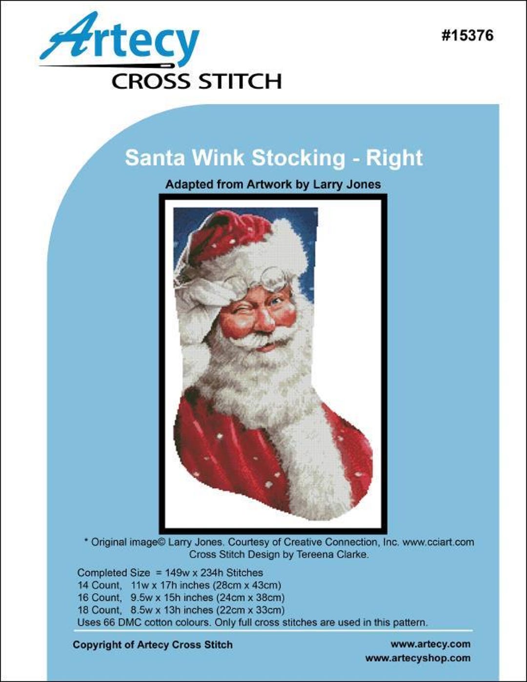 Choice of Left or Right Facing - Santa Wink Stocking Counted Cross ...