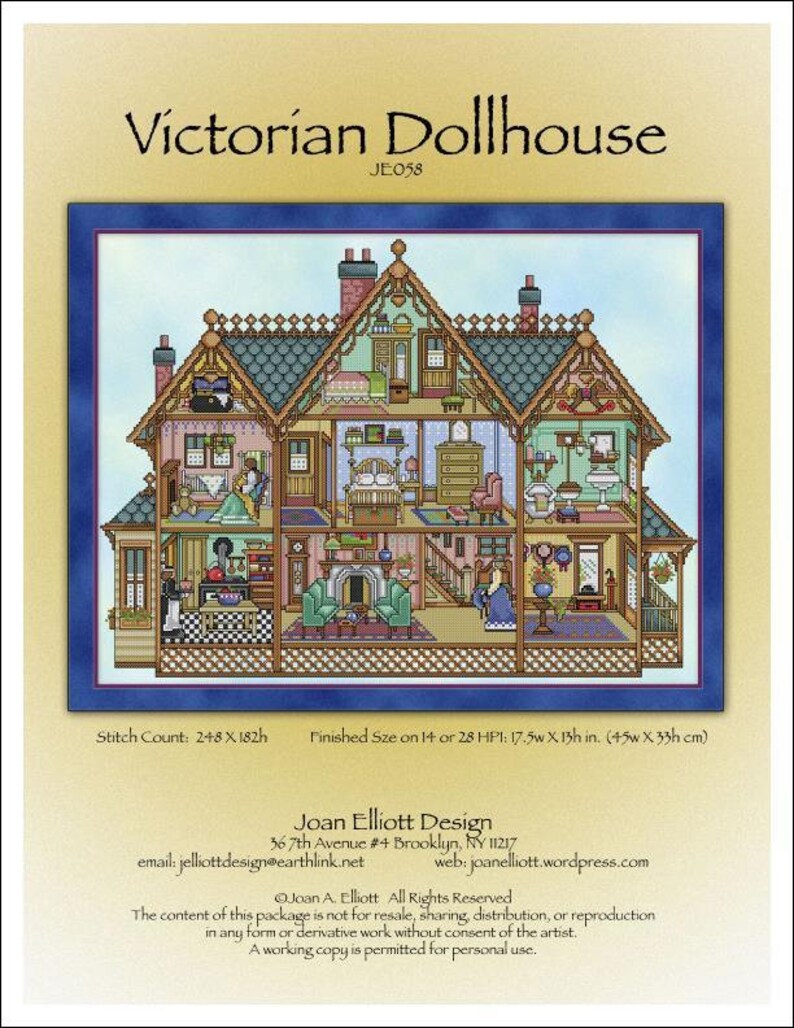 Victorian Dollhouse Counted Cross Stitch Pattern - Etsy