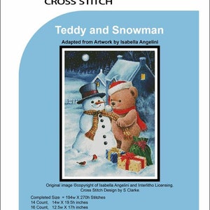 Teddy and Snowman Counted Cross Stitch Pattern - Etsy