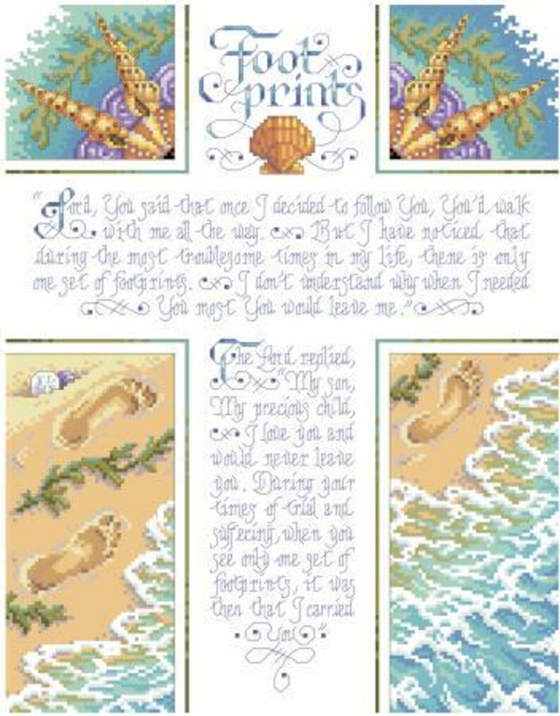 Footprints Counted Cross Stitch Pattern - Etsy