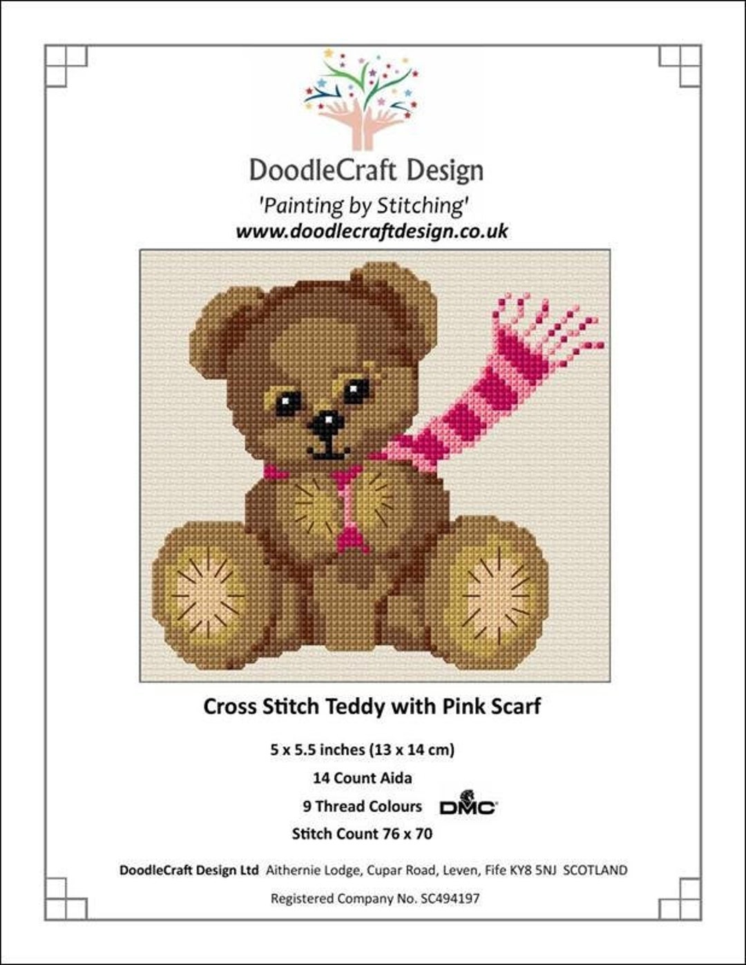 Teddy Counted Cross Stitch Pattern - Choice of Pink or Blue - Etsy