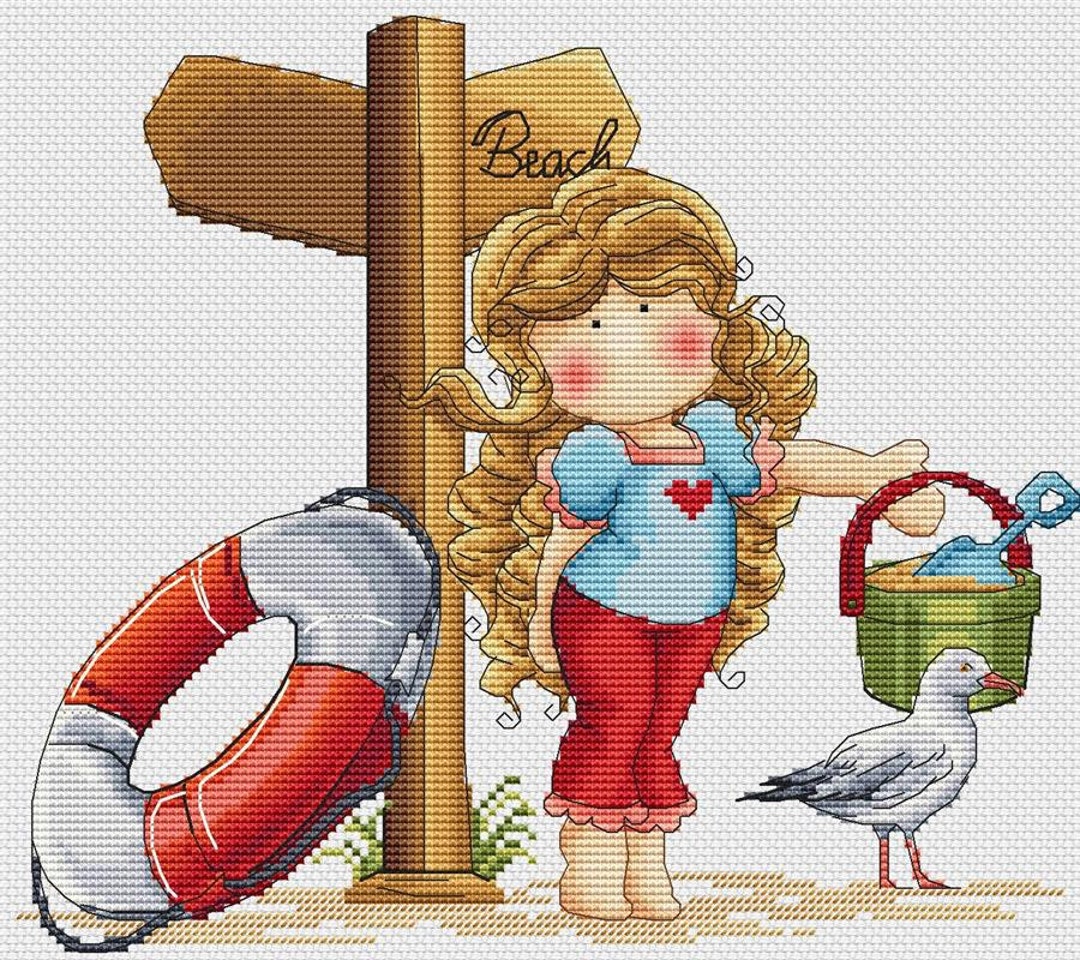 Modèle de point de croix à la plage - Etsy France