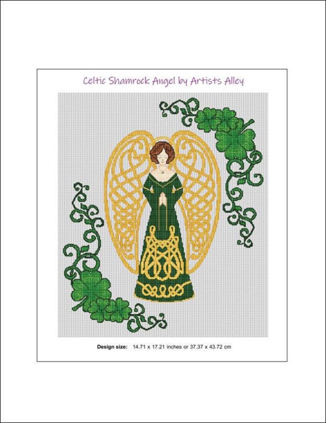 Shamrock Celtic Angel Counted Cross Stitch Pattern - Etsy