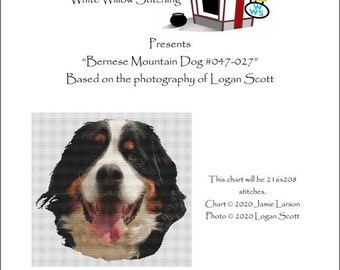 Fuzzy Head Berner Puppy Cross Stitch Pattern Chart-cute Bernese ...