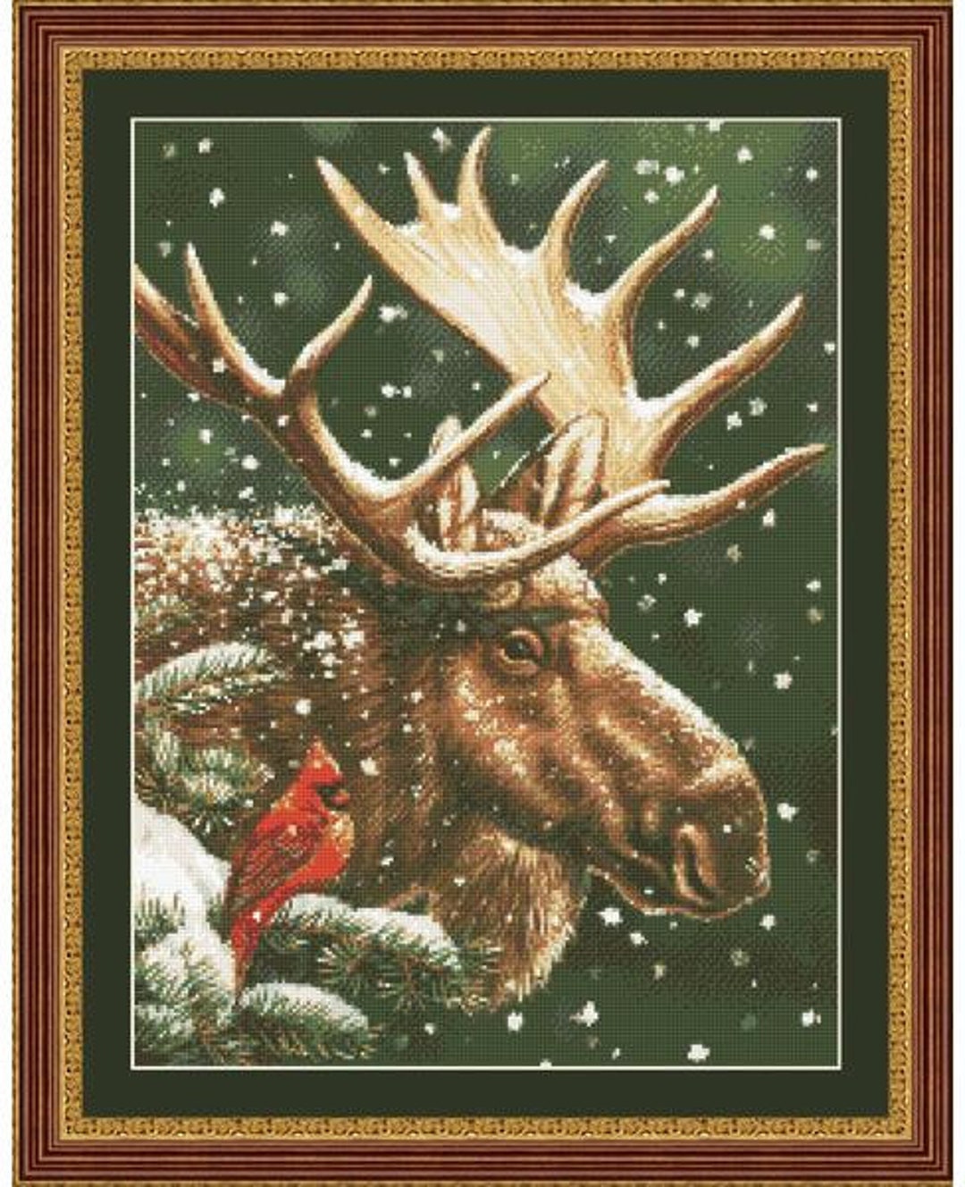 Moose and Cardinal Counted Cross Stitch Pattern - Etsy