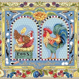 Gallic Rooster Seasons Cross Stitch Pattern - Etsy