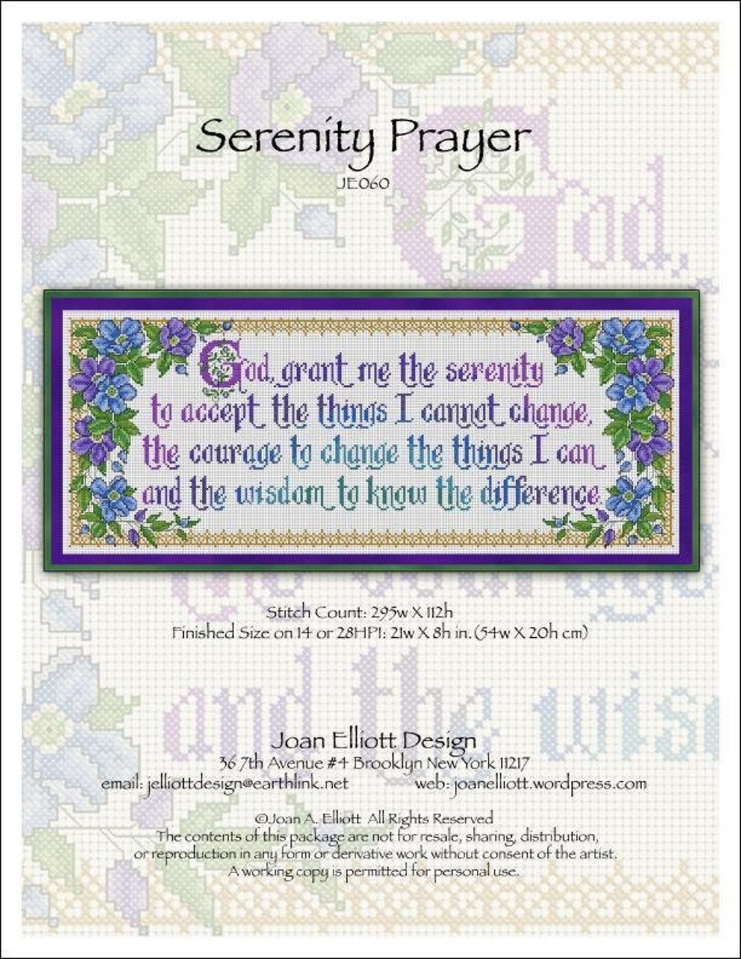 Serenity Prayer Counted Cross Stitch Pattern Etsy