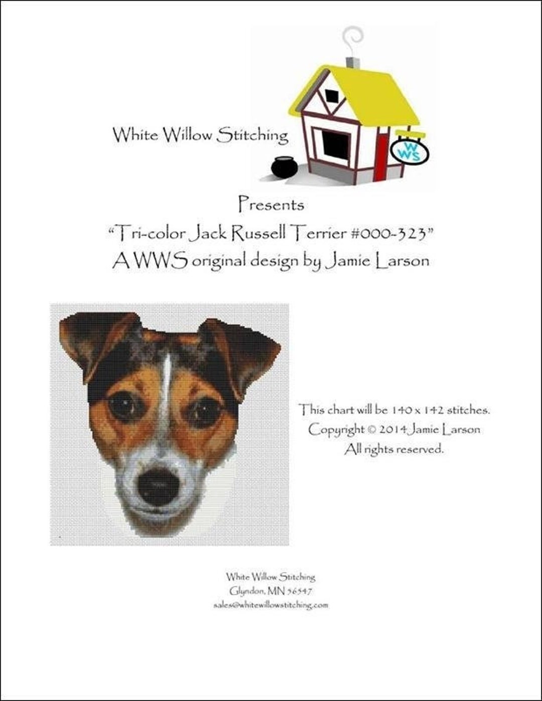 Tri-color Jack Russell Terrier Counted Cross Stitch Pattern by White ...
