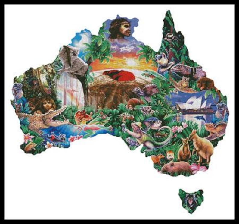 Map of Australia large Counted Cross Stitch Pattern - Etsy