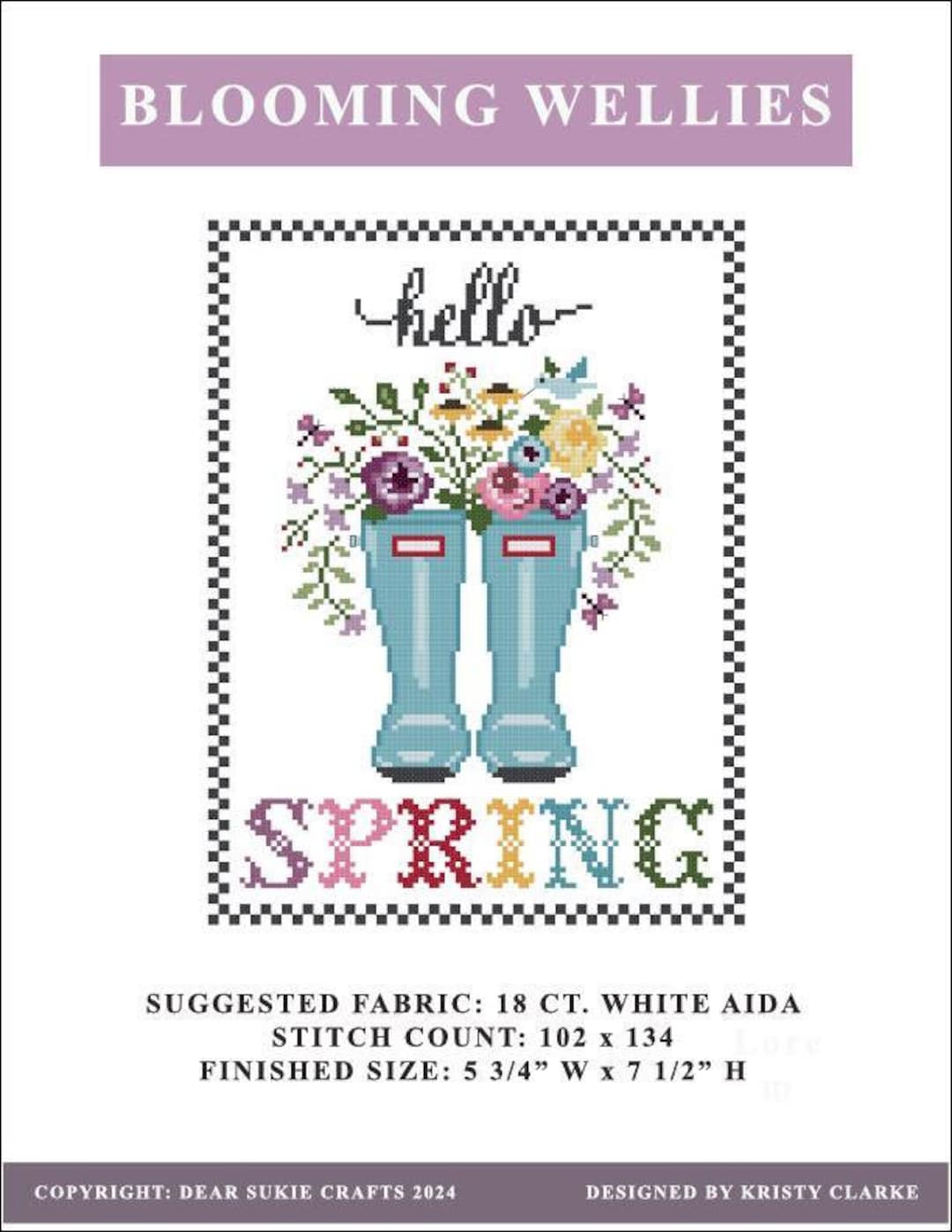 Blooming Wellies Counted Cross Stitch Pattern by Dear Sukie - Etsy