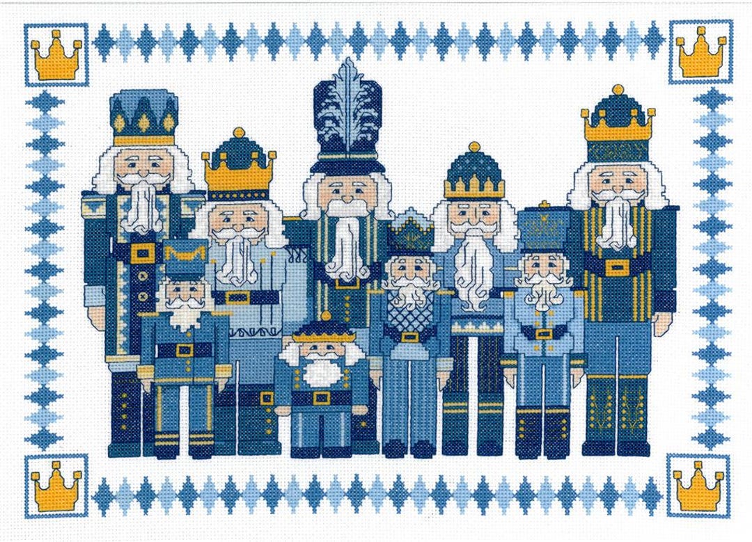 Nutcrackers in Blue Counted Cross Stitch Pattern - Etsy
