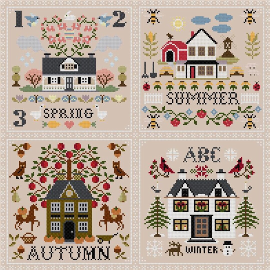 The Seasons Set Counted Cross Stitch Pattern - Etsy