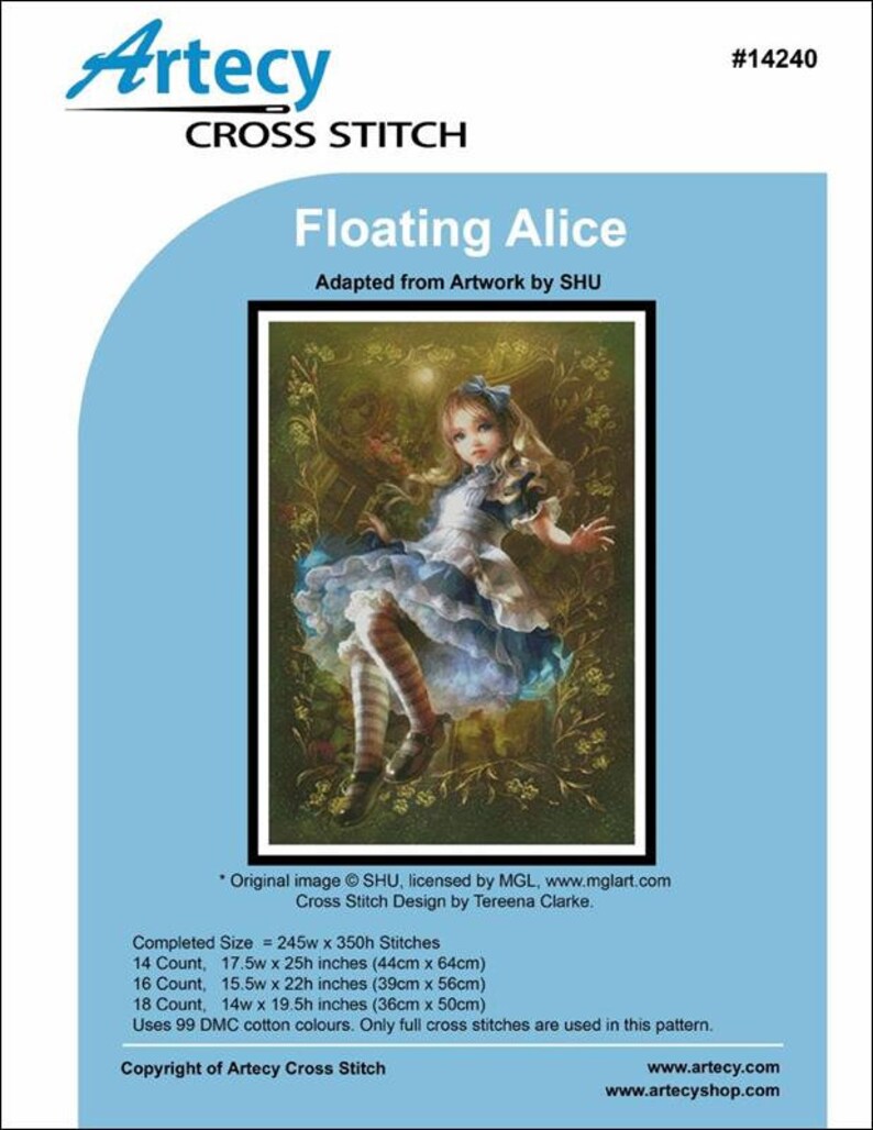 Floating Alice Counted Cross Stitch Pattern Choice of 4 Sizes/styles - Etsy