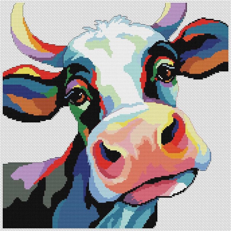 Colorful Cows Counted Cross Stitch Pattern by Kooler Design Studio - Etsy