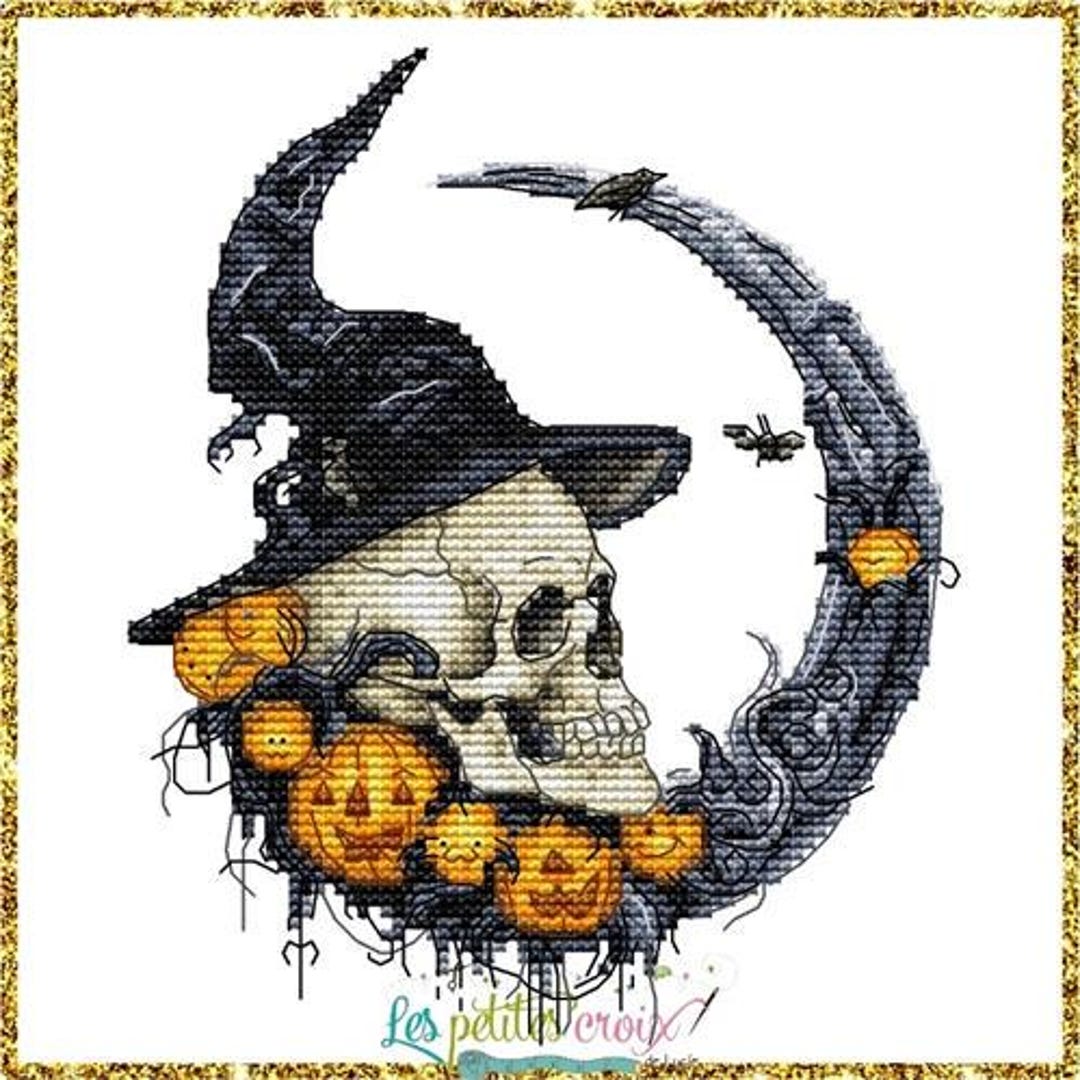 Skeleton Moon Counted Cross Stitch Pattern - Etsy