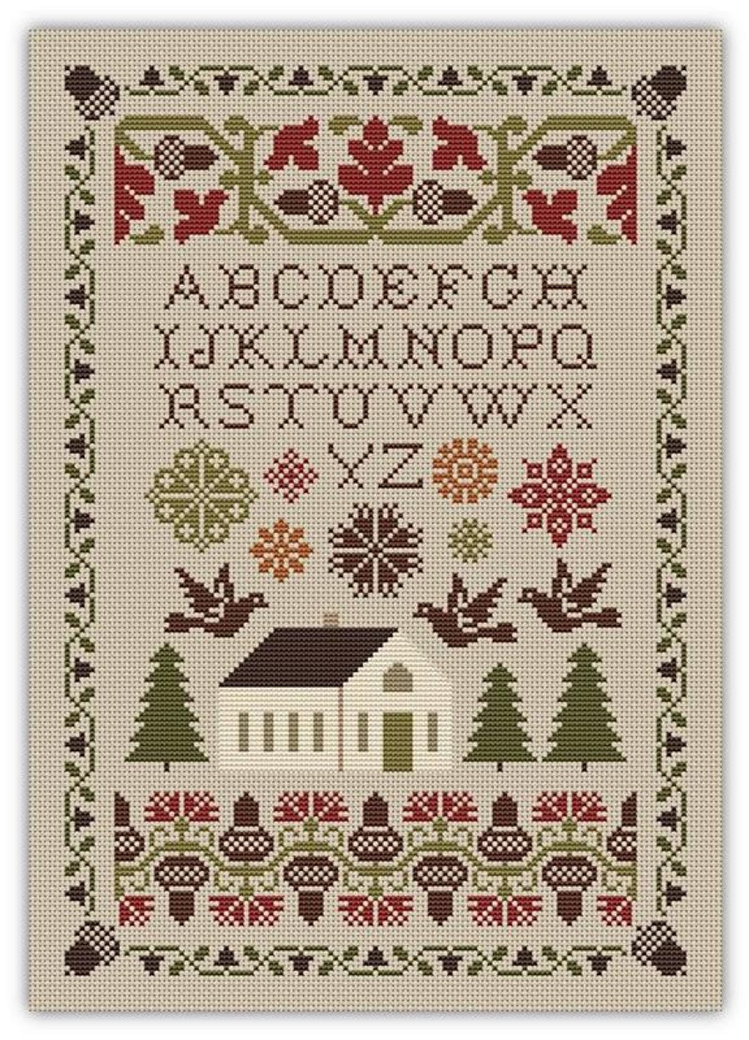 Acorn Alphabet Sampler Counted Cross Stitch Pattern - Etsy