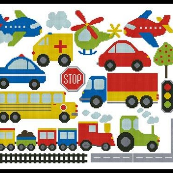 Cross Stitch Train - Etsy