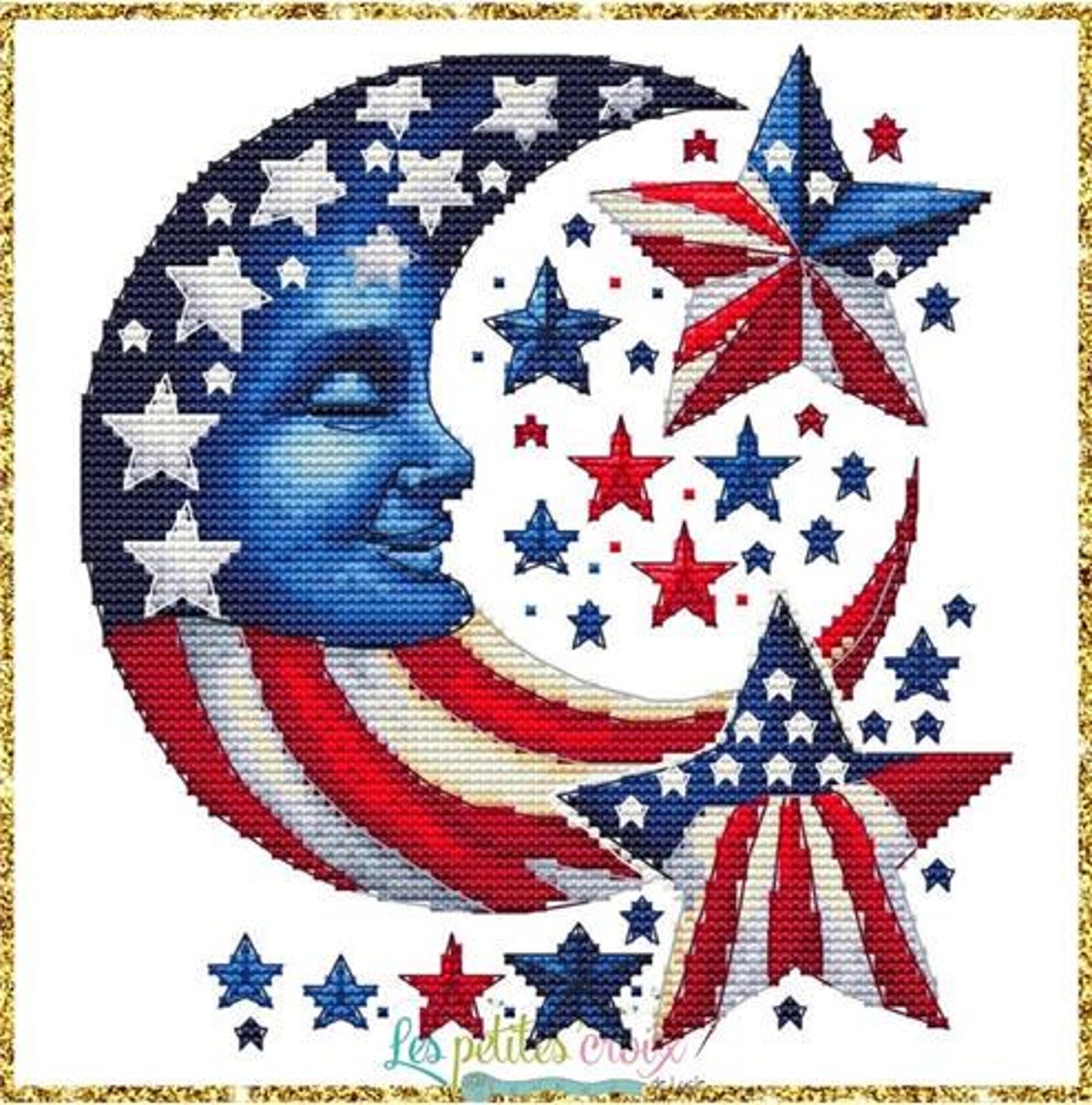 Patriotic Moon Counted Cross Stitch Pattern From Les Petites Croix De ...