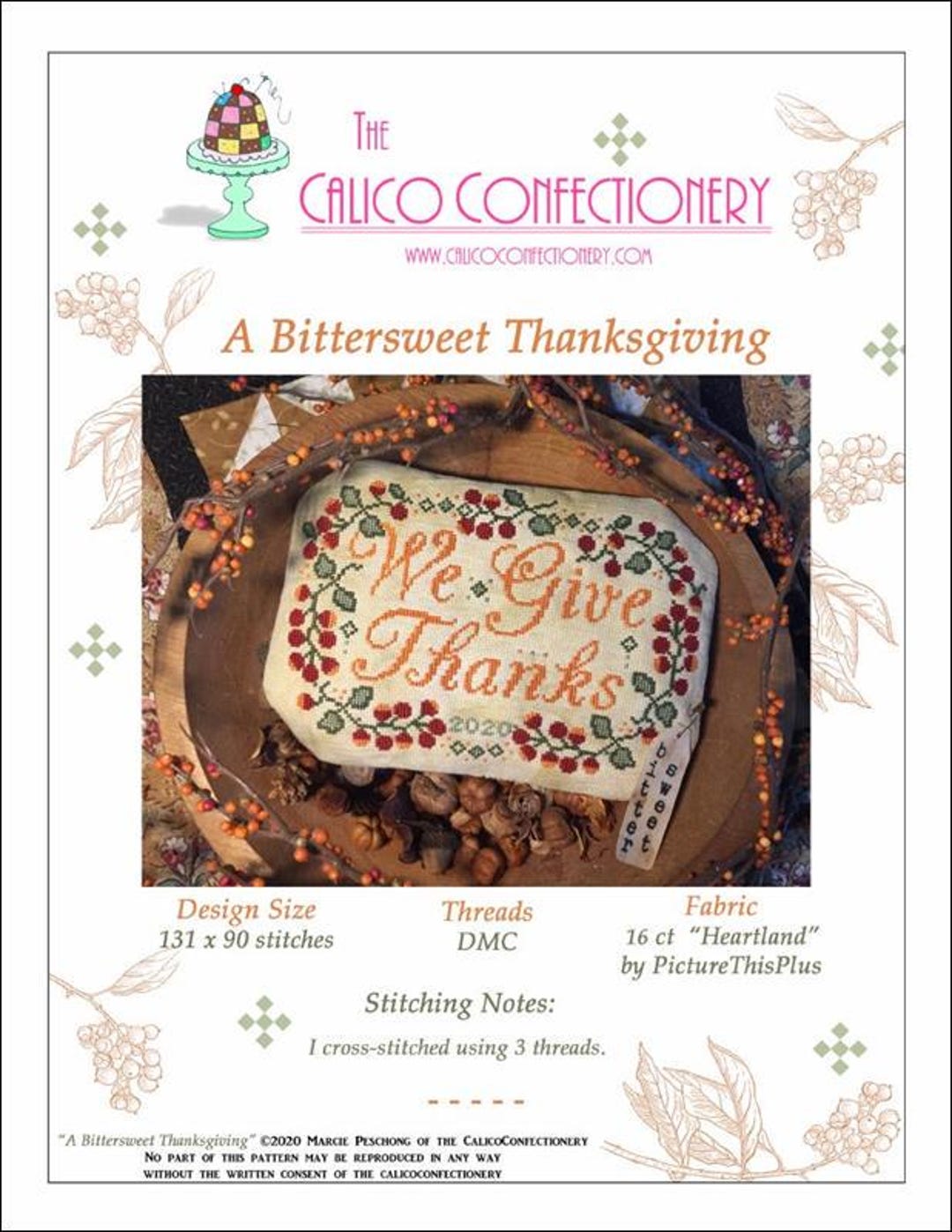 A Bittersweet Thanksgiving Counted Cross Stitch Pattern by Calico ...