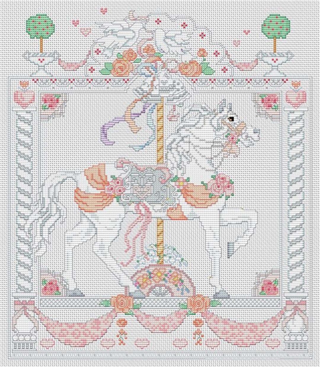 A June Affair Carousel Horse Counted Cross Stitch Pattern - Etsy