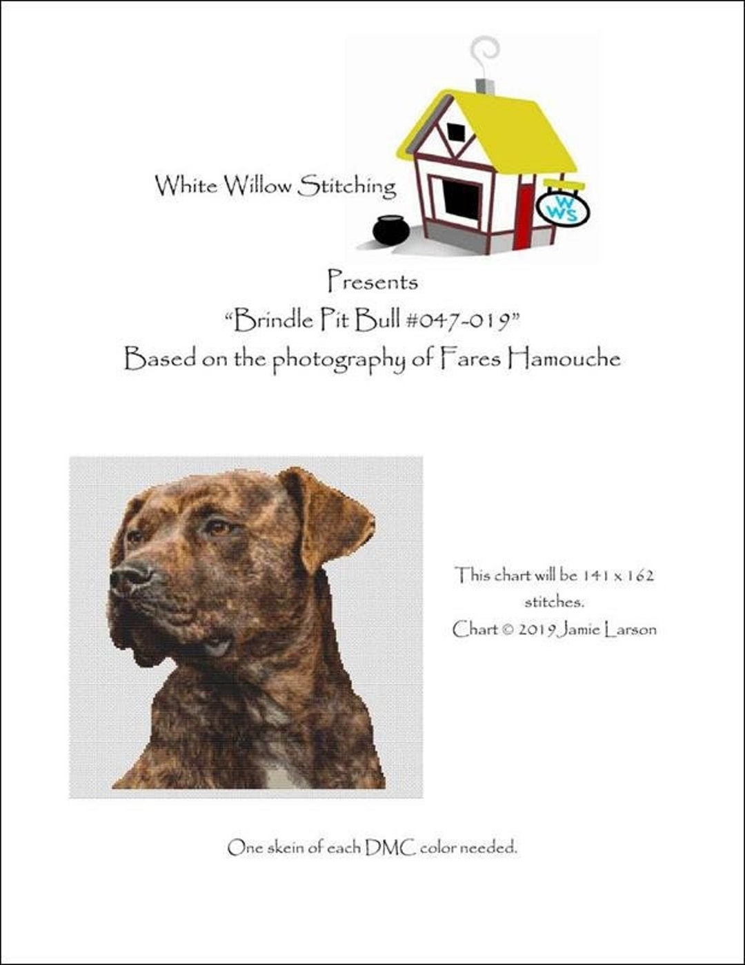 Brindle Pit Bull Counted Cross Stitch Pattern - Etsy