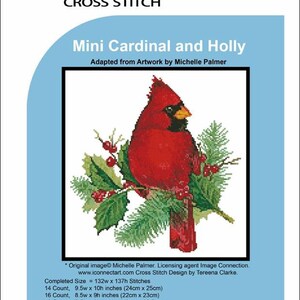 Mini Cardinal and Holly Counted Cross Stitch Pattern - Etsy