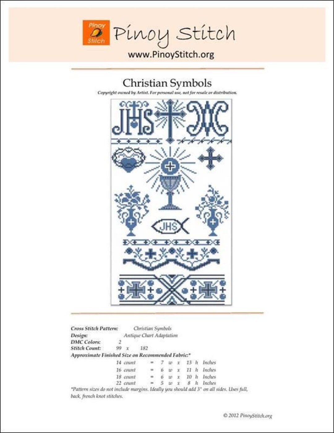 Christian Symbols Counted Cross Stitch Pattern - Etsy