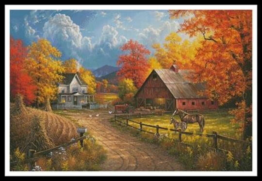 Country Blessings Painting large Counted Cross Stitch Pattern - Etsy