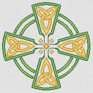 Celtic Cross Green/gold Counted Cross Stitch Pattern by Artists Alley ...