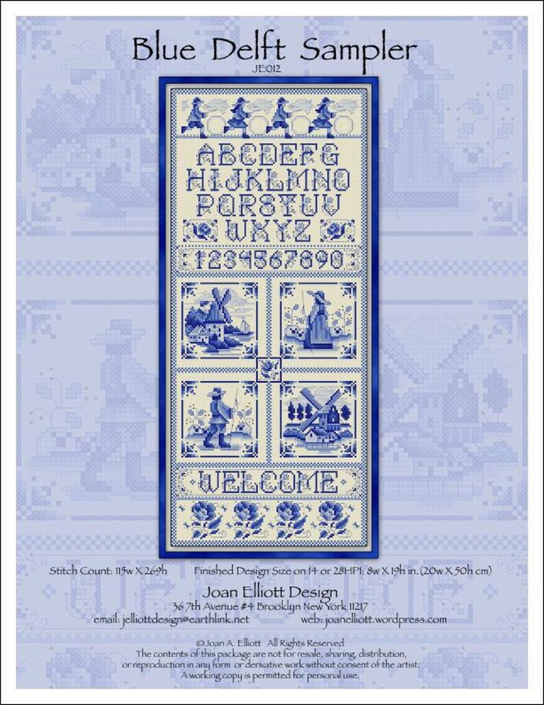 Blue Delft Sampler Counted Cross Stitch Pattern - Etsy