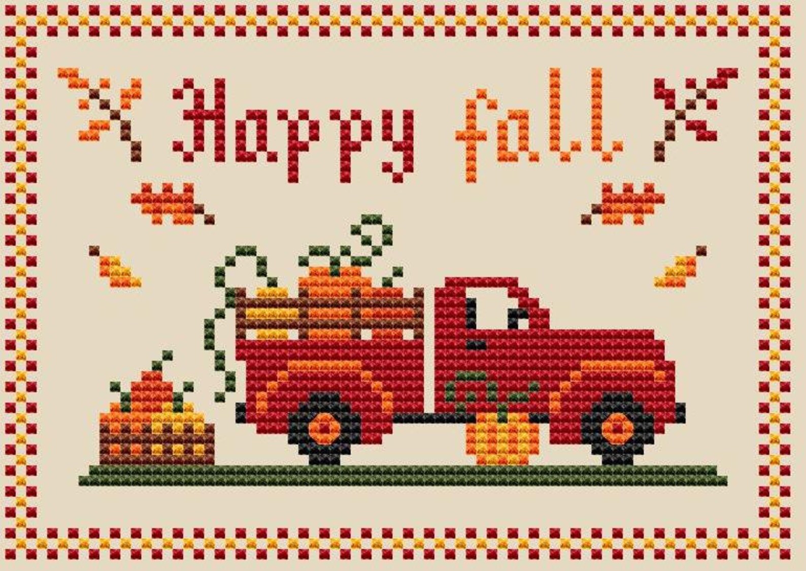 Happy Fall Counted Cross Stitch Pattern - Etsy