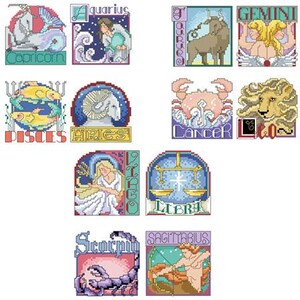 Zodiac Signs Counted Cross Stitch Pattern - Etsy
