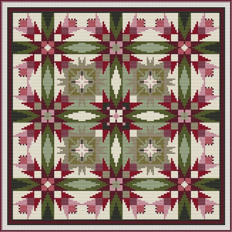Thistle Rose Cross Stitched Quilt Block Collection Counted Cross Stitch ...