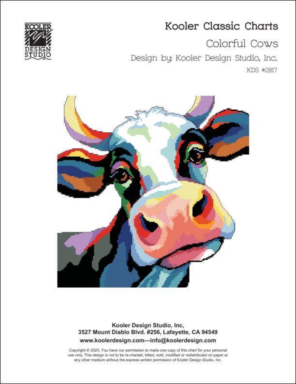 Colorful Cows Counted Cross Stitch Pattern by Kooler Design Studio - Etsy