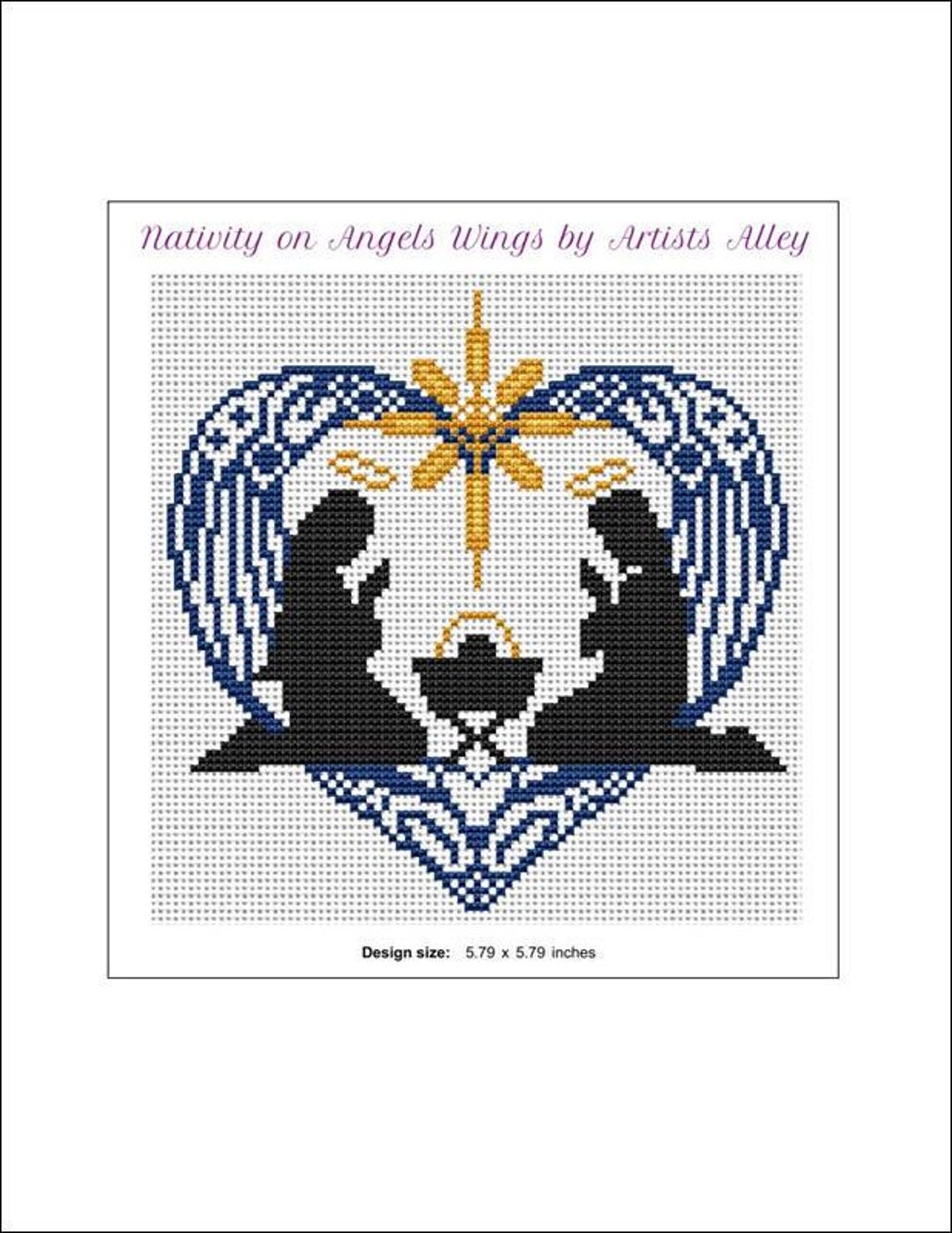 Nativity on Angel Wings Counted Cross Stitch Pattern - Etsy