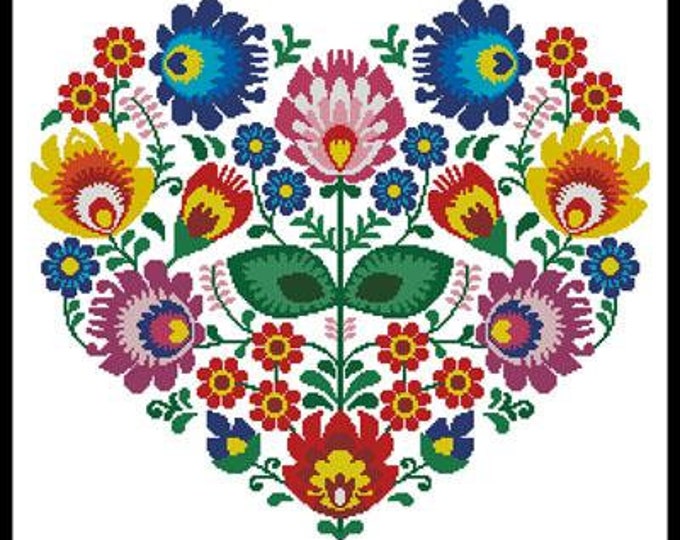 Polish Folk Heart Counted Cross Stitch Pattern - Etsy