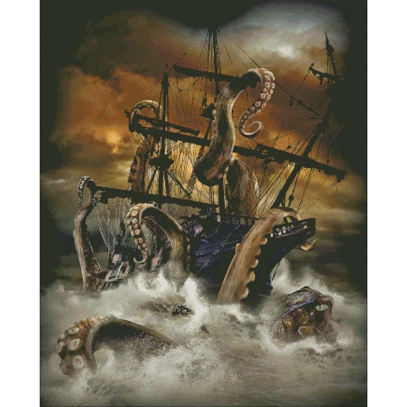 The Kraken Counted Cross Stitch Pattern - Etsy