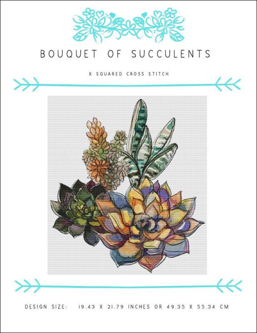 Bouquet of Succulents Counted Cross Stitch Pattern - Etsy