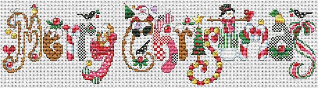 Merry Christmas Counted Cross Stitch Pattern - Etsy