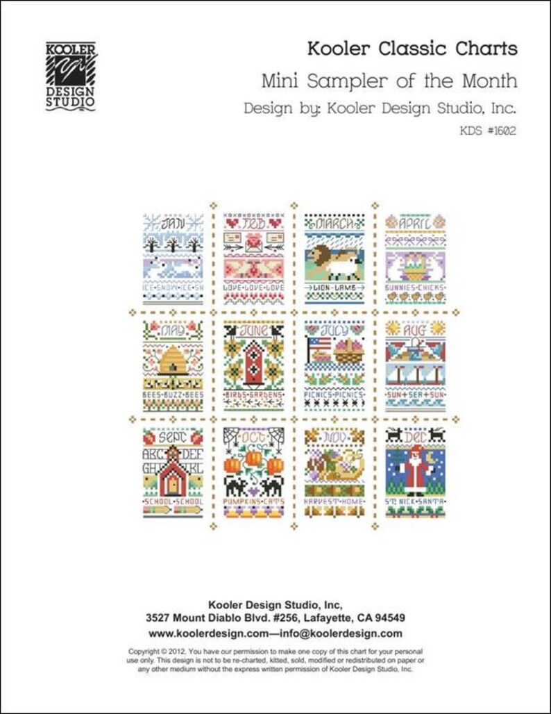 Mini Sampler of the Month Counted Cross Stitch Pattern - Etsy