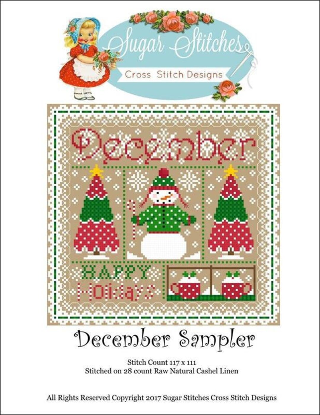 December Sampler Counted Cross Stitch Pattern - Etsy