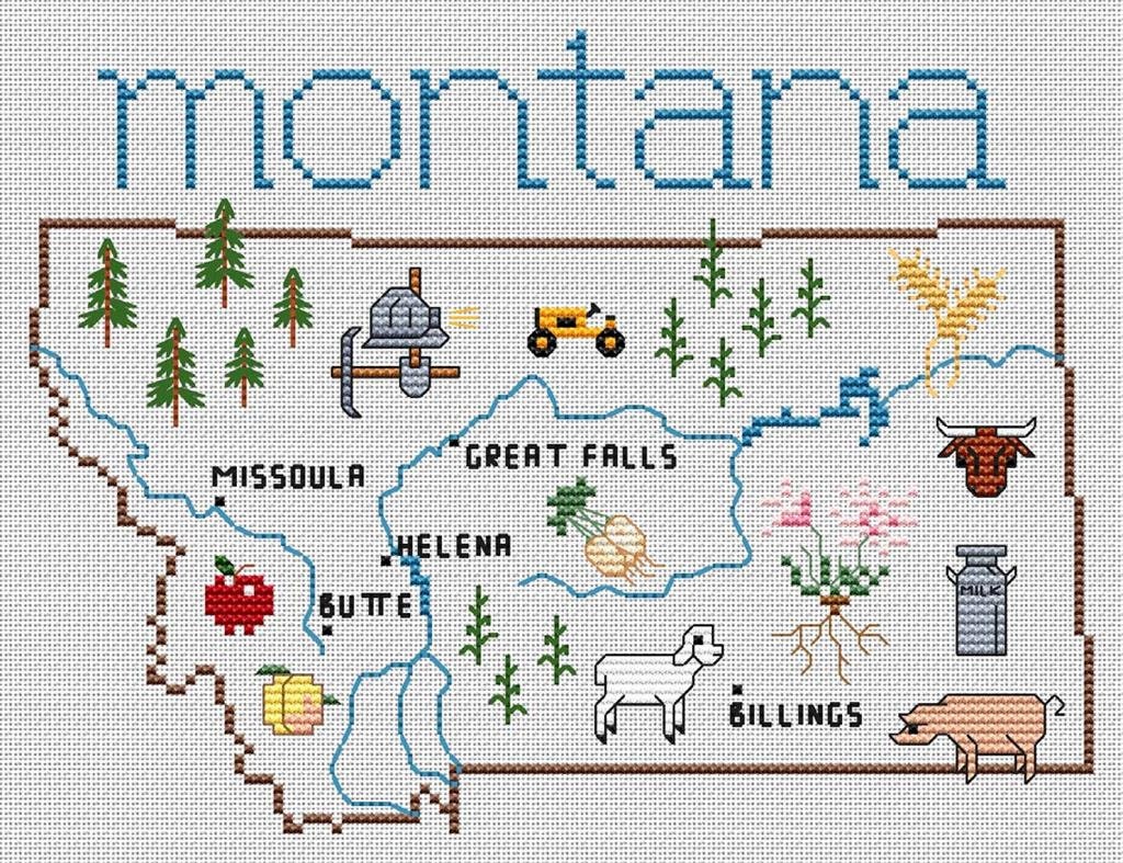 Montana Map Counted Cross Stitch Pattern - Etsy