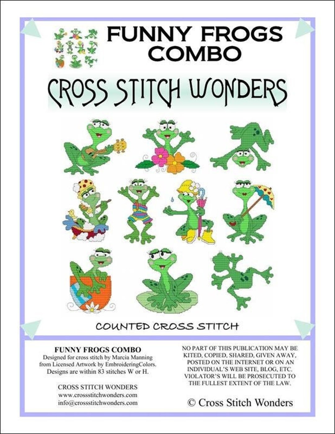 Funny Frogs Combo Cross Stitch Pattern - Etsy