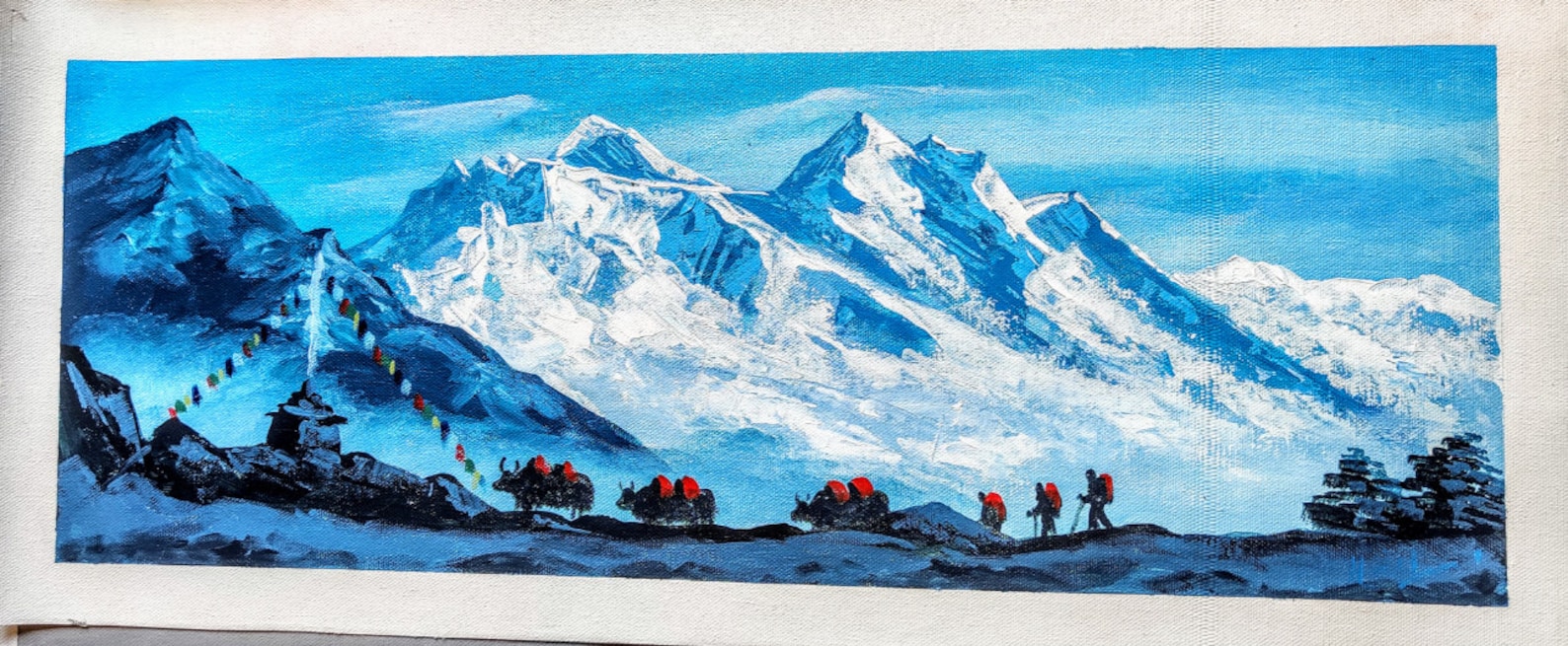 Canvas Painting of The Himalayas Nepal Handmade Original | Etsy