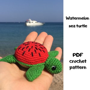 Crochet Pattern Watermelon Sea Turtle Amigurumi Turtle | Etsy